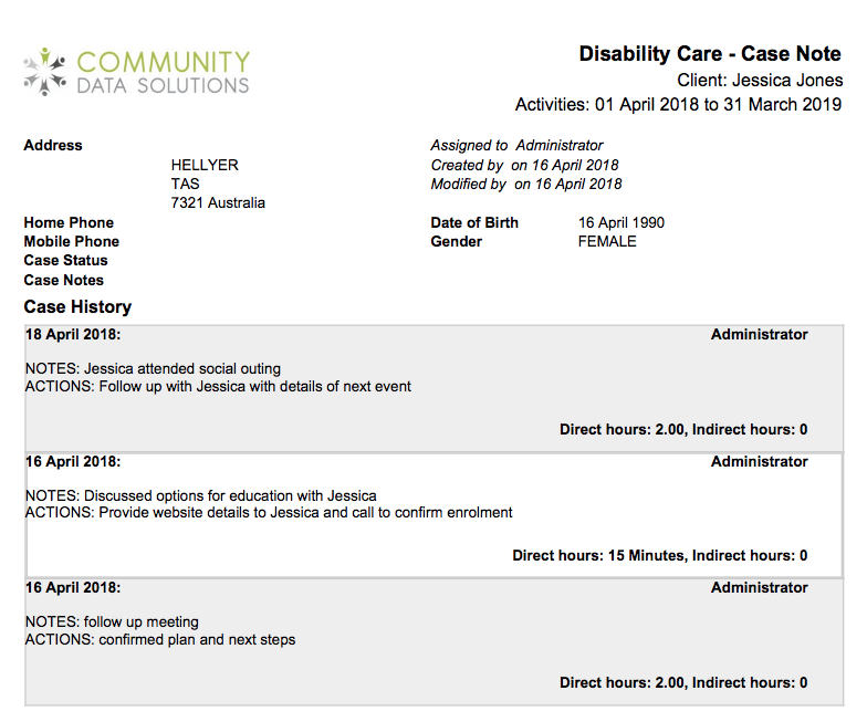 NDIS Reports – NDIS Case Notes NDIS Reports – NDIS Case Notes