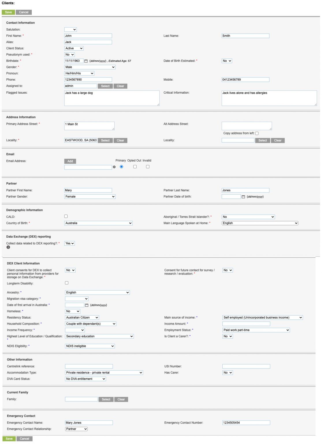 Create a Client record – Community Data Solutions