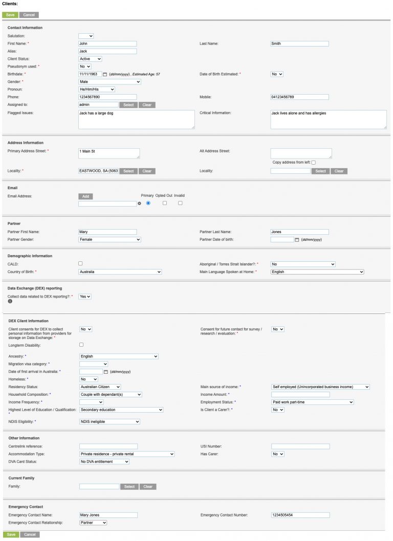 Create a Client record – Community Data Solutions