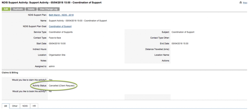 Cancel a planned individual activity – FFS Plan – Community Data Solutions