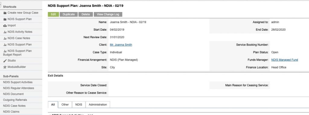 NDIS Case Notes – Individual – Community Data Solutions