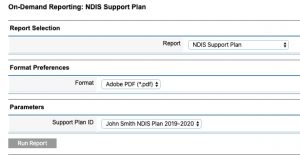NDIS Reports – Support Plan – Community Data Solutions