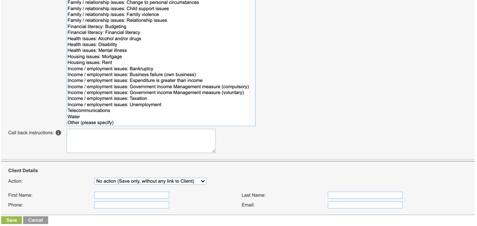 Record an Enquiry – Community Data Solutions