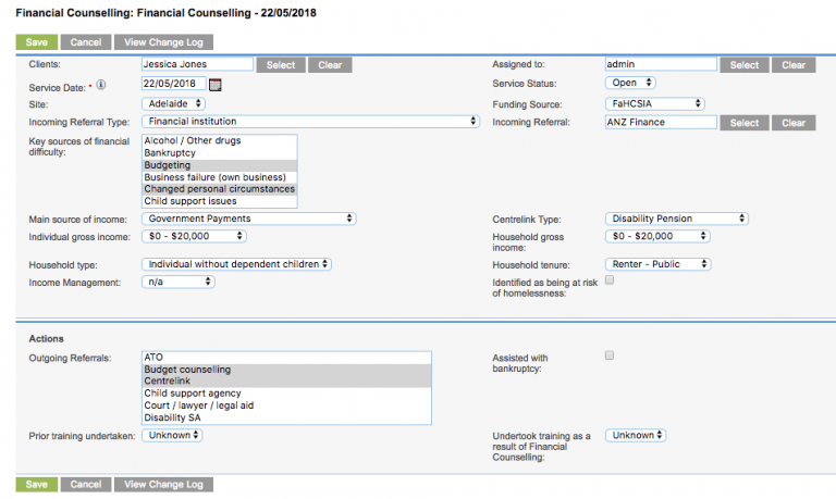Financial Counselling Client Exit – Community Data Solutions