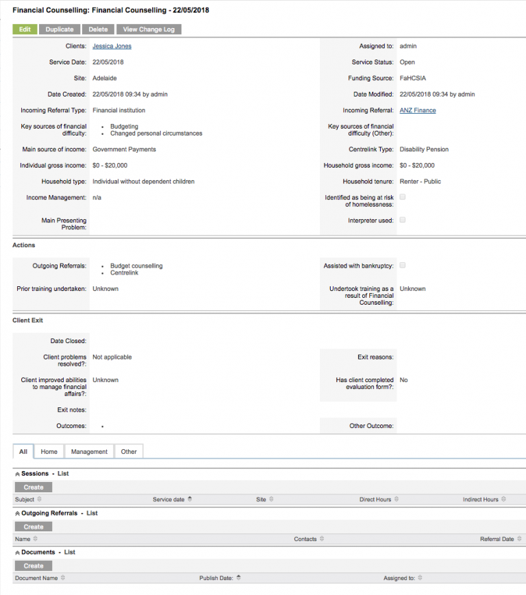 Financial Counselling Client Exit – Community Data Solutions