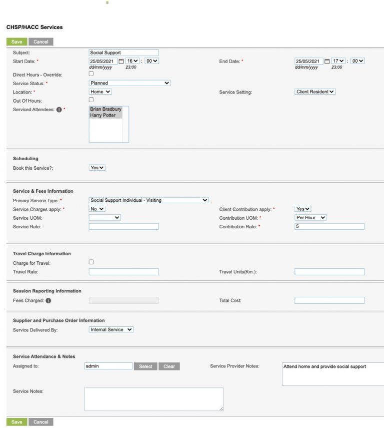 Create a CHSP Service – Community Data Solutions