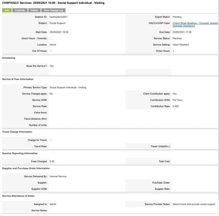 Create a CHSP Service – Community Data Solutions