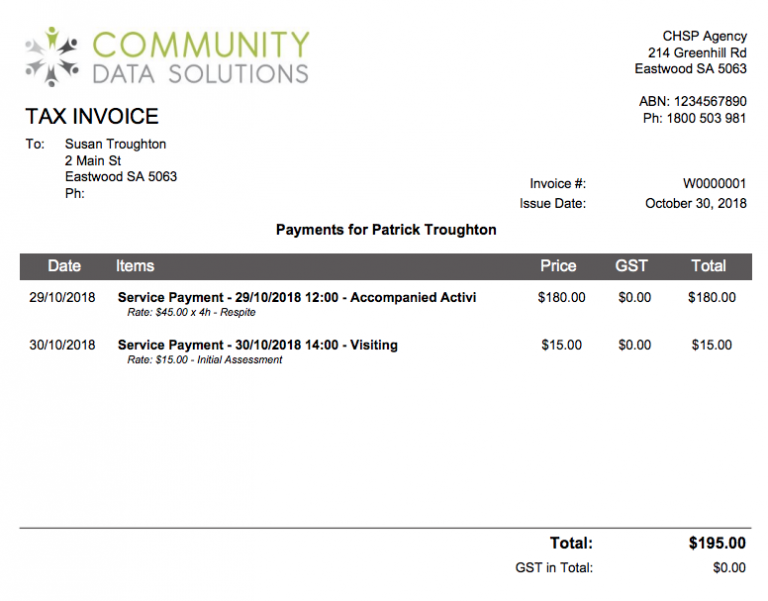 Create a CHSP Invoice – Community Data Solutions