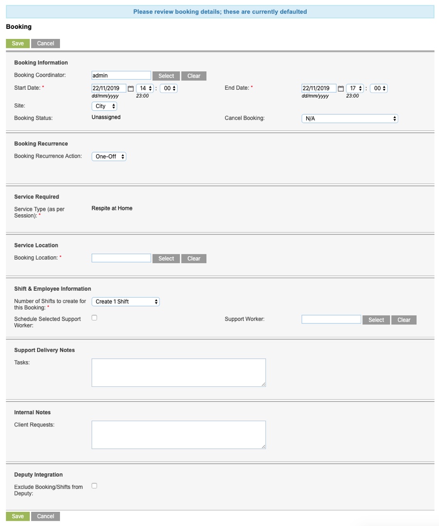 Create a recurring booking – Community Data Solutions