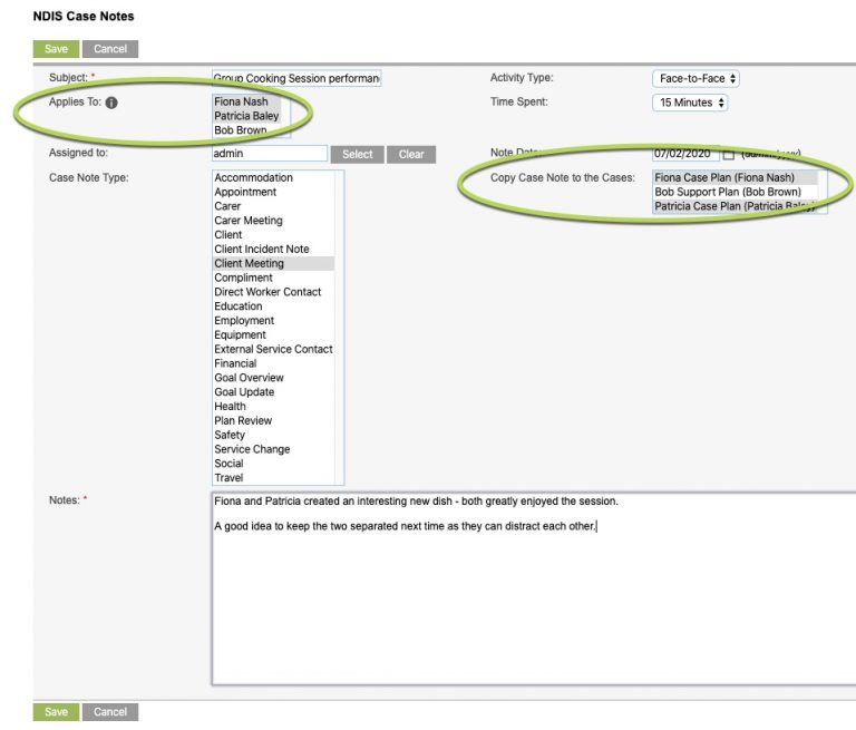 NDIS Case Notes – Individual – Community Data Solutions