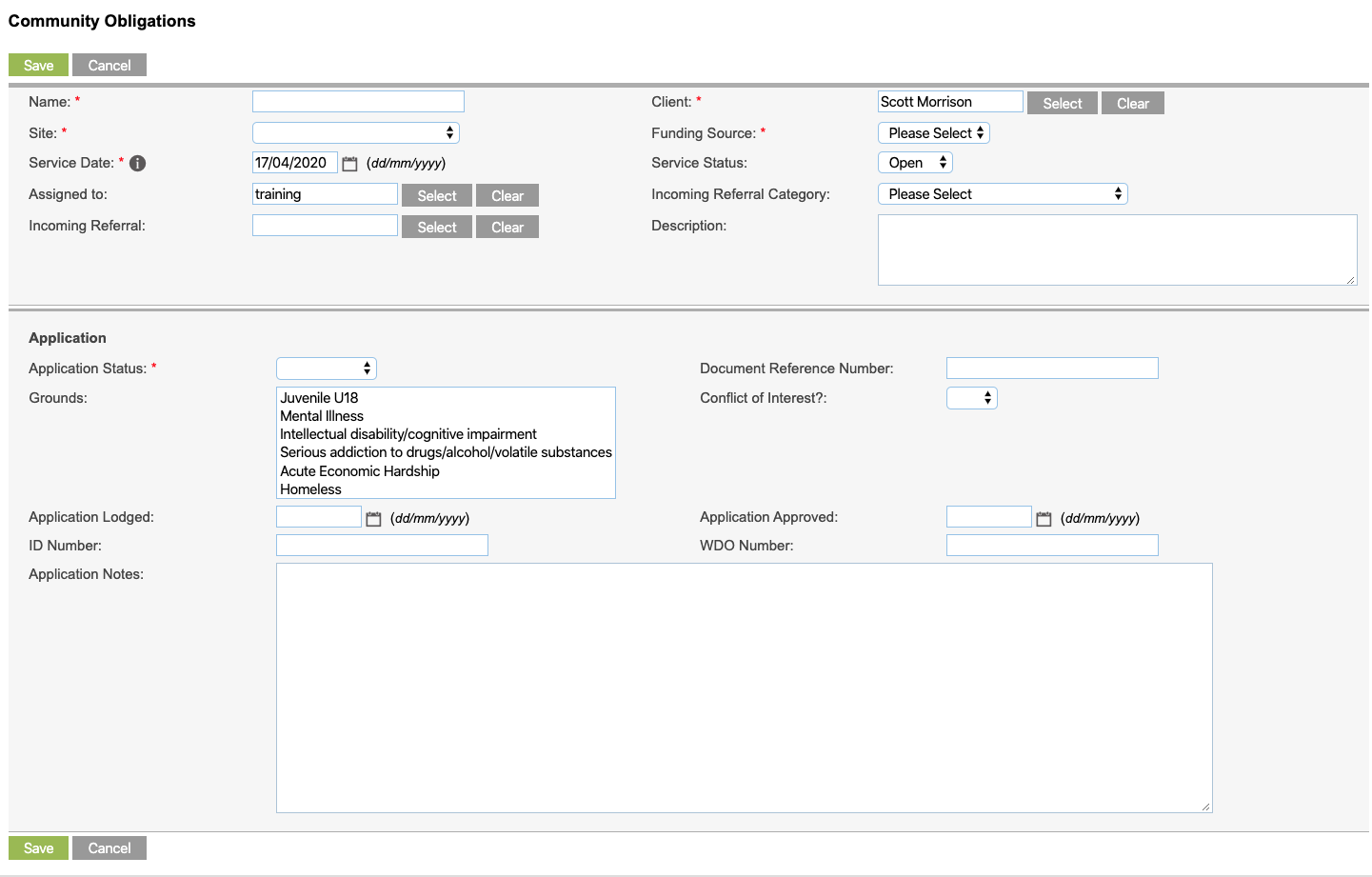 Create a Community Obligations Case – Community Data Solutions