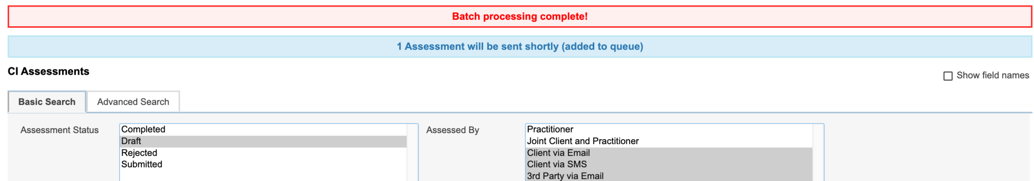 CI Assessment – Send reminders to clients who didn’t complete survey – Community Data Solutions