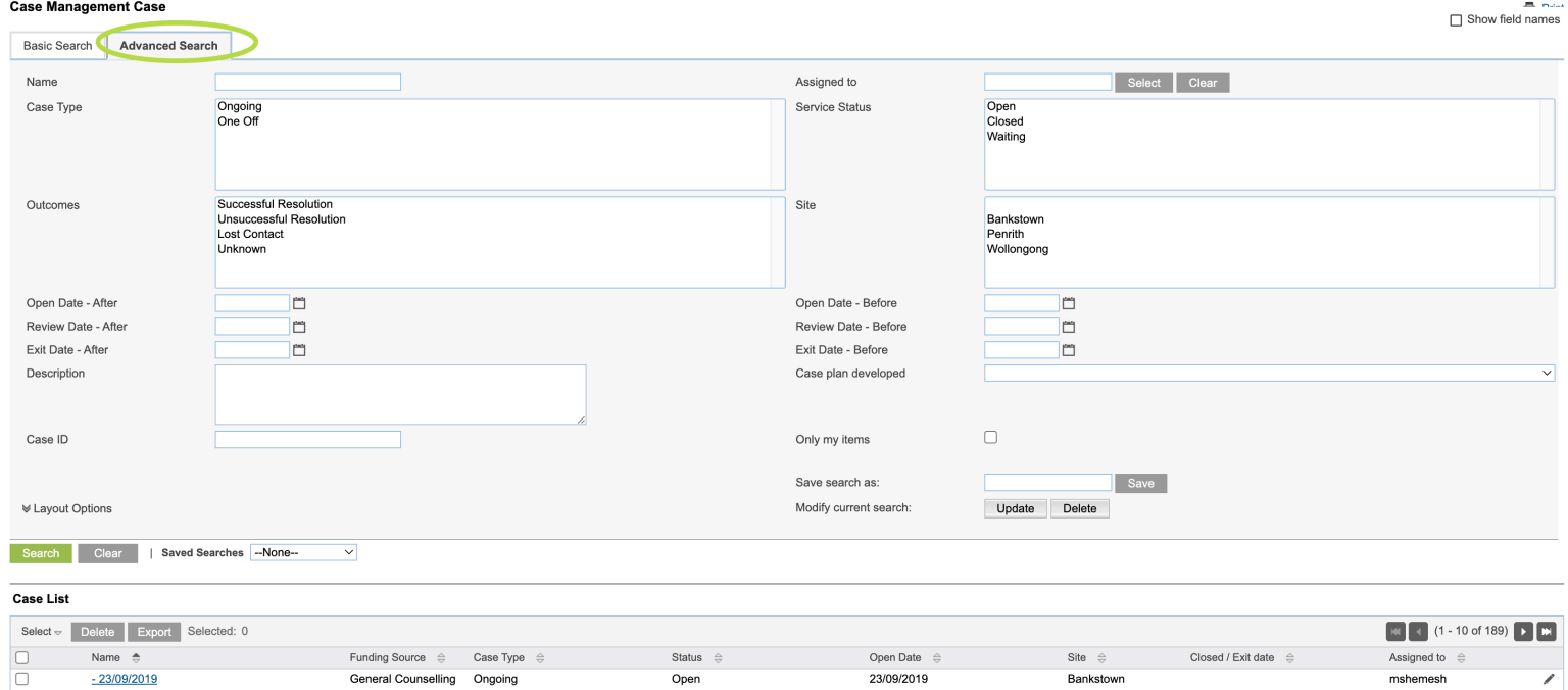 Saving a Search – Community Data Solutions