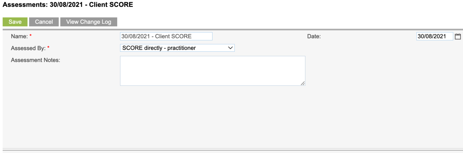 DSS SCORE Assessment for an Individual – Community Data Solutions