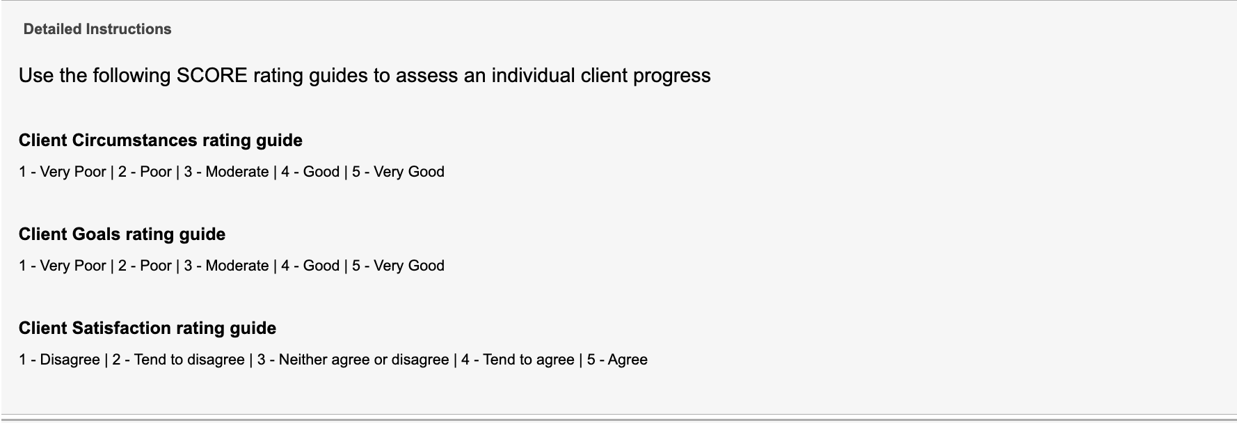 DSS SCORE Assessment for an Individual – Community Data Solutions