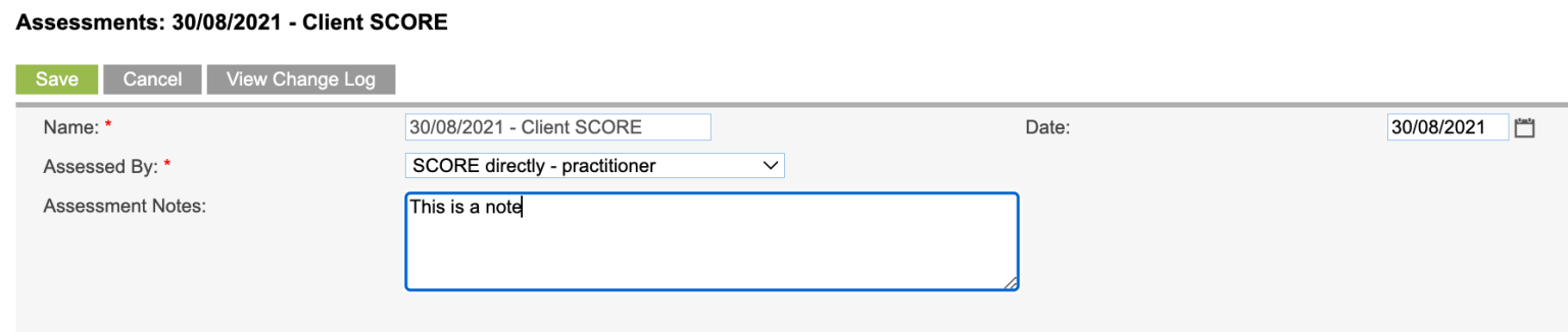DSS SCORE Assessment for an Individual – Community Data Solutions