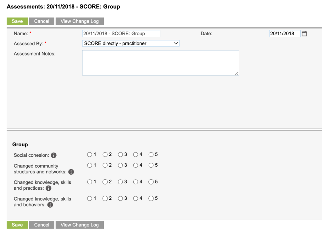 DSS SCORE Assessment for a Group – Community Data Solutions