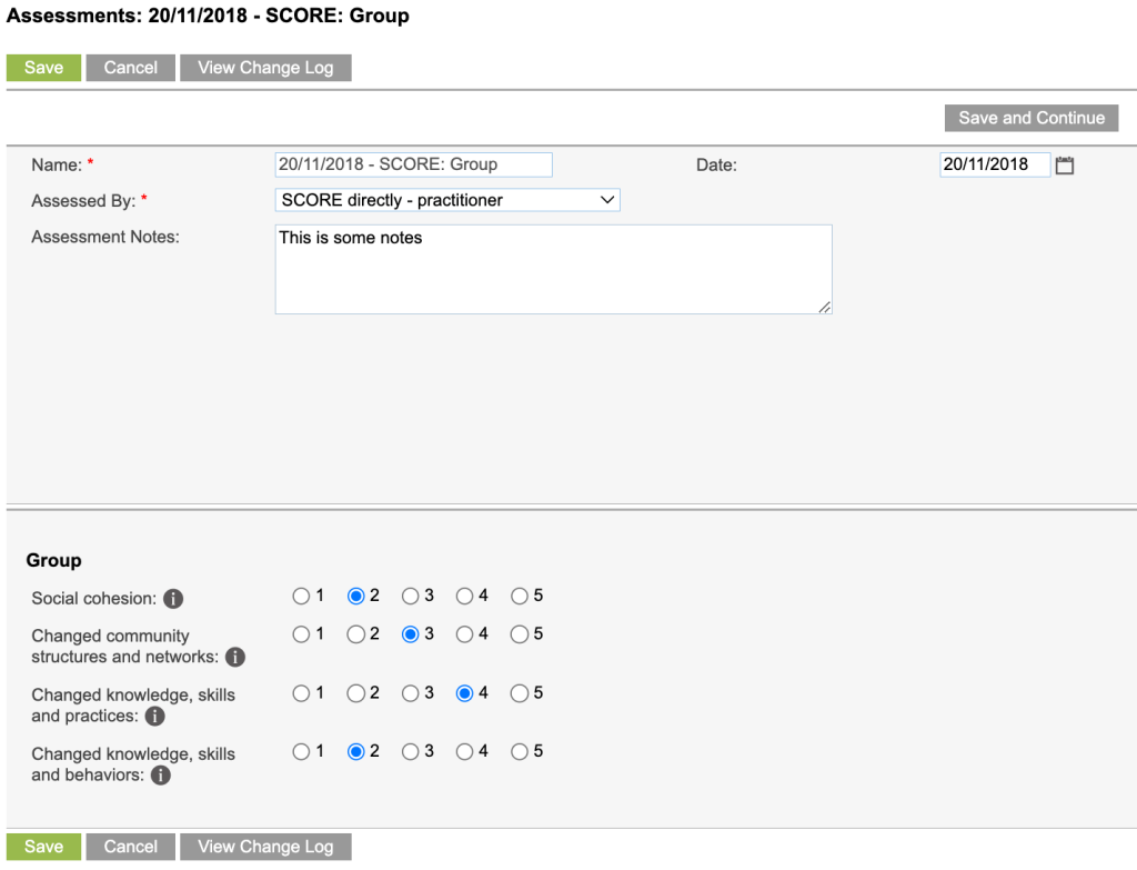 DSS SCORE Assessment for a Group – Community Data Solutions