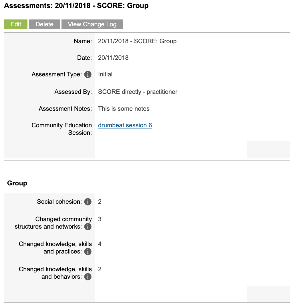DSS SCORE Assessment for a Group – Community Data Solutions