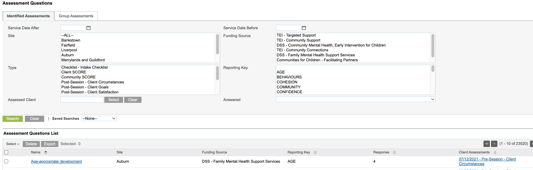 SCORE Assessment Searching – Community Data Solutions